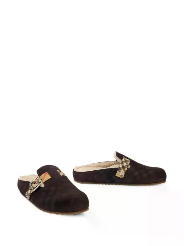 Burberry Check-strap Shearling-lined Slippers