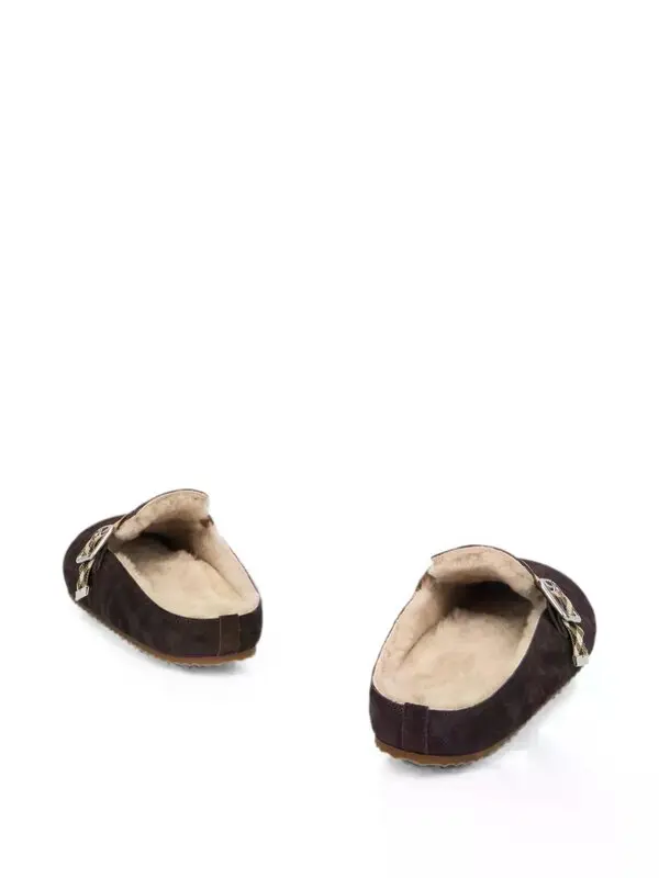 Burberry Check-strap Shearling-lined Slippers