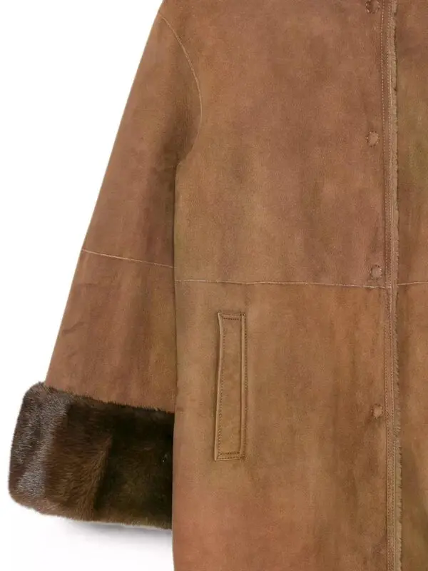 MANZONI 24 Collarless Coat With Fur Trim