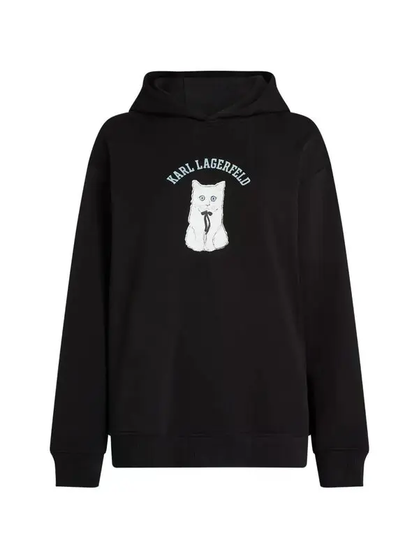 Karl Lagerfeld Ikon Choupette Hoodie - Black