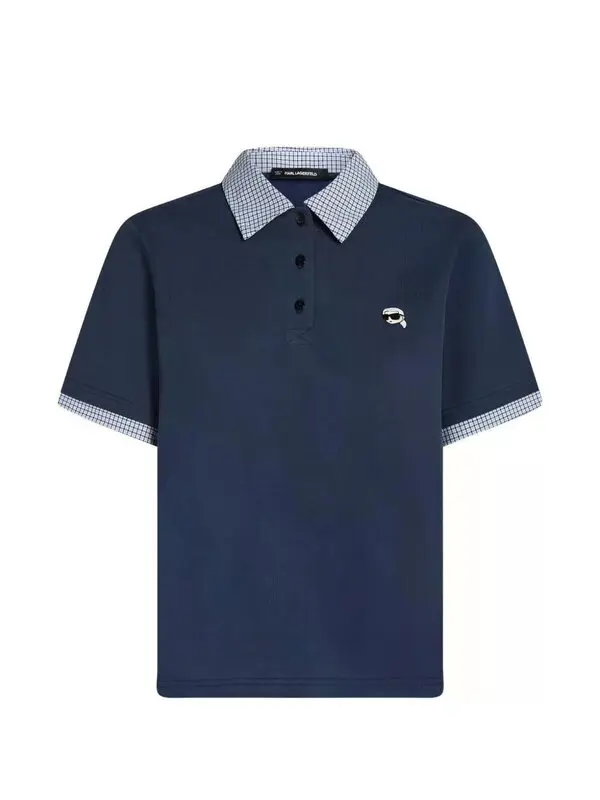 Karl Lagerfeld Ikon Fabric-mix Polo - Blue