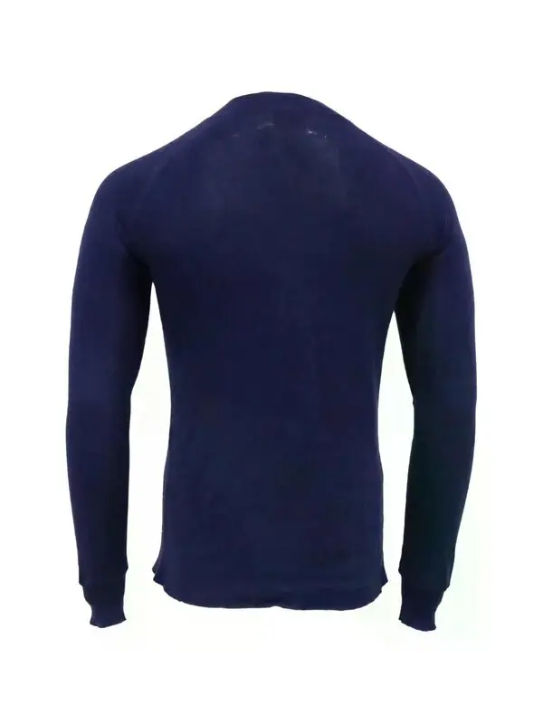 Fendi Navy Cotton Half-buttoned Fitted Sweater