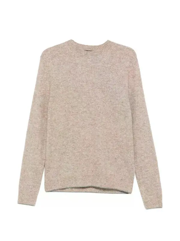 DONDUP Logo Plaque Crew-neck Sweater - Neutrals