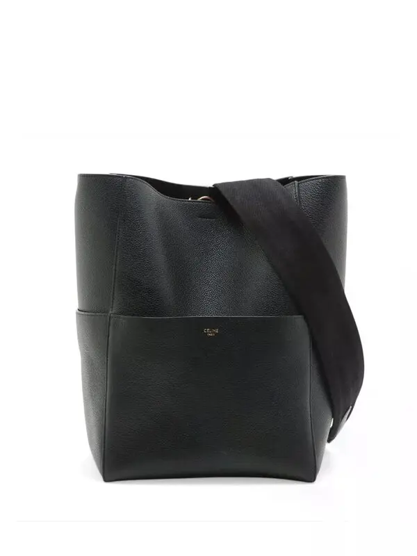 Celine 2000-2026 Medium Leather Seau Sangle Bucket Bag - Black