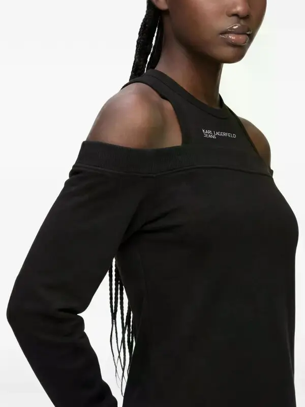 Karl Lagerfeld Cotton Cold-shoulder Sweat Dress