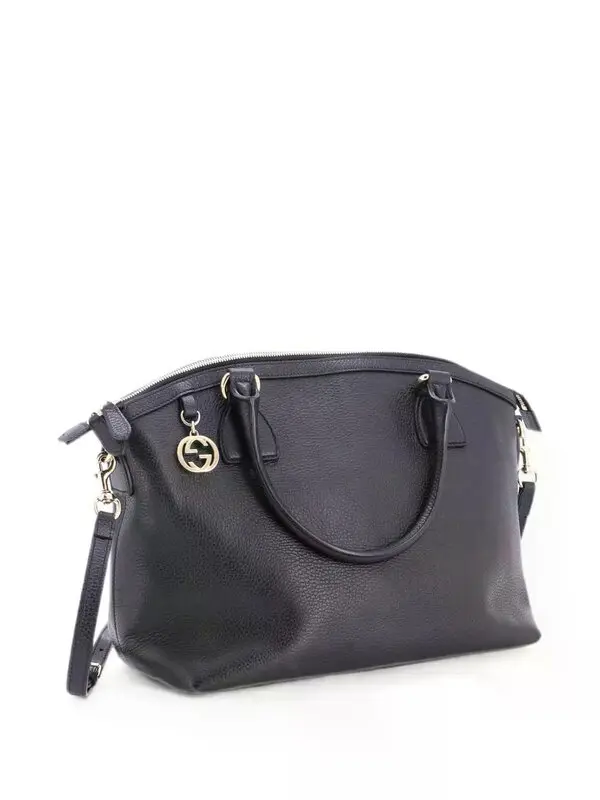 Gucci Gg Charm Convertible Dome Leather Medium Satchel