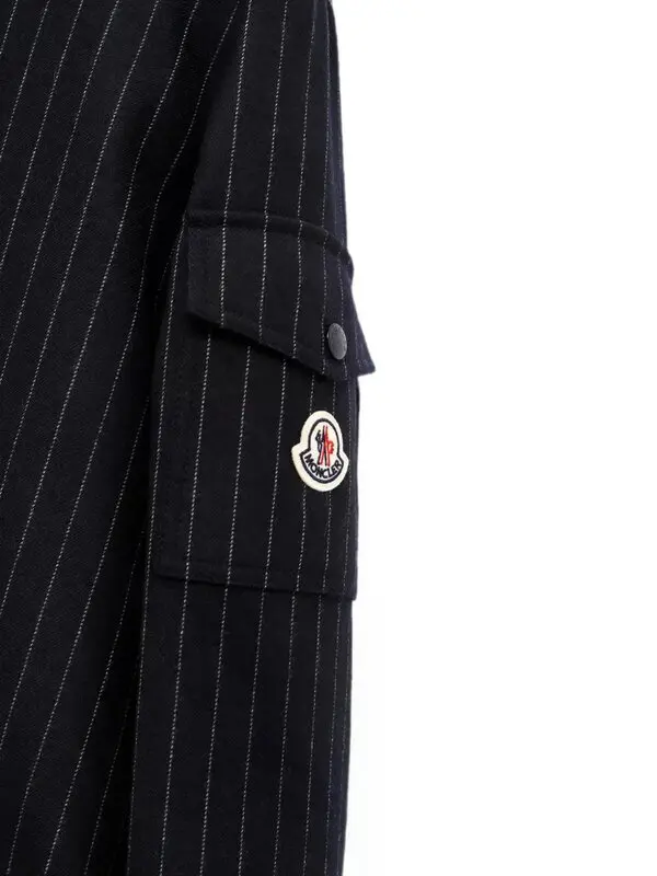 Moncler Reversible Pinstripe Hooded Down Jacket