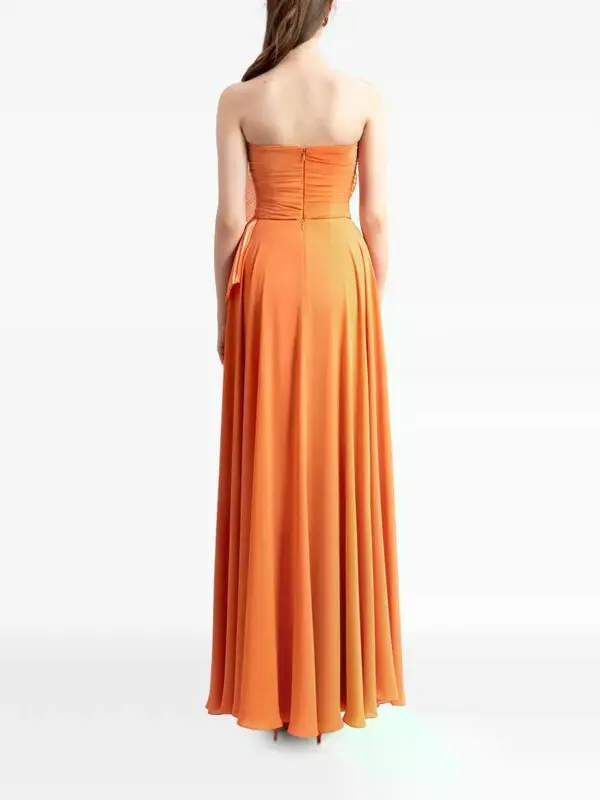 GEMY MAALOUF Strapless Floral Appliqué Maxi Dress
