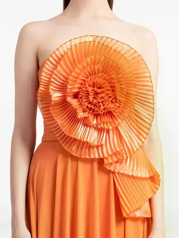 GEMY MAALOUF Strapless Floral Appliqué Maxi Dress