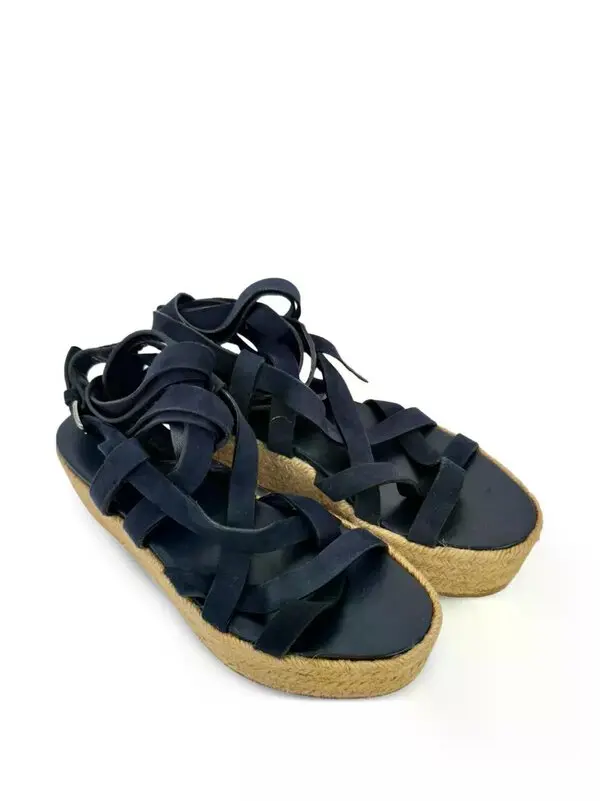 Miu Miu Suede Strappy Espadrille Platform Sandals