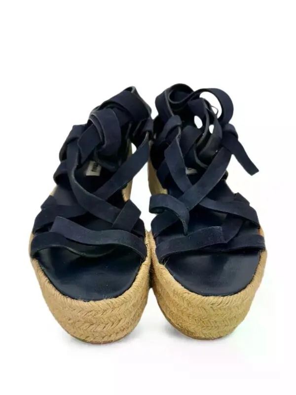 Miu Miu Suede Strappy Espadrille Platform Sandals