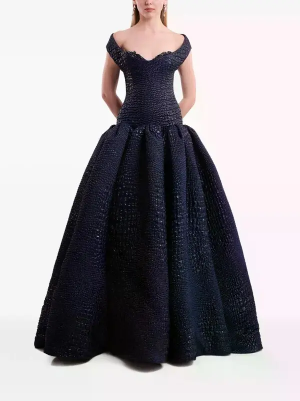 GEMY MAALOUF Off-shoulder Sweetheart Dress - Blue