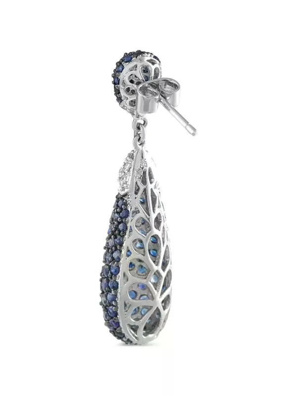 LB EXCLUSIVE Sapphire And Diamond Drop Earrings - Silver