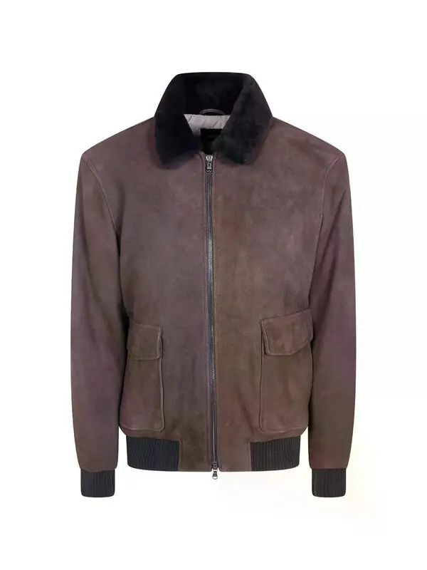 BARBA NAPOLI Boston Shearling-collar Calf Suede Jacket