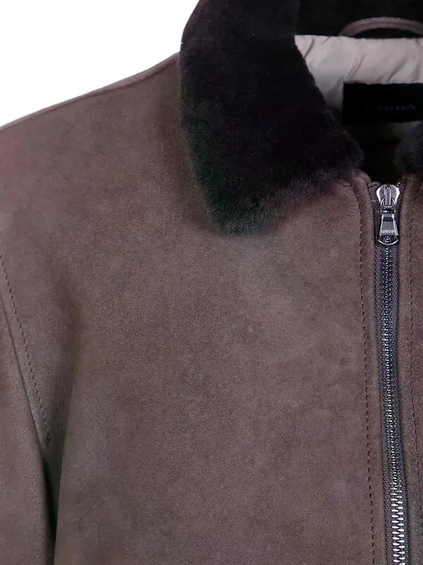 BARBA NAPOLI Boston Shearling-collar Calf Suede Jacket