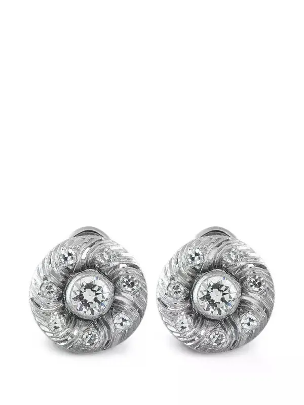 LB EXCLUSIVE Swirl Design Diamond Earrings - Silver