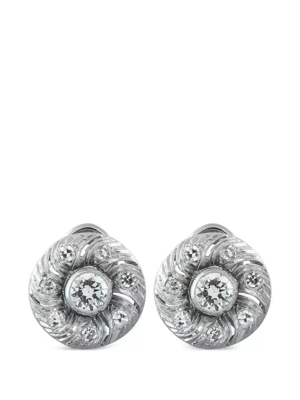 LB EXCLUSIVE Swirl Design Diamond Earrings - Silver