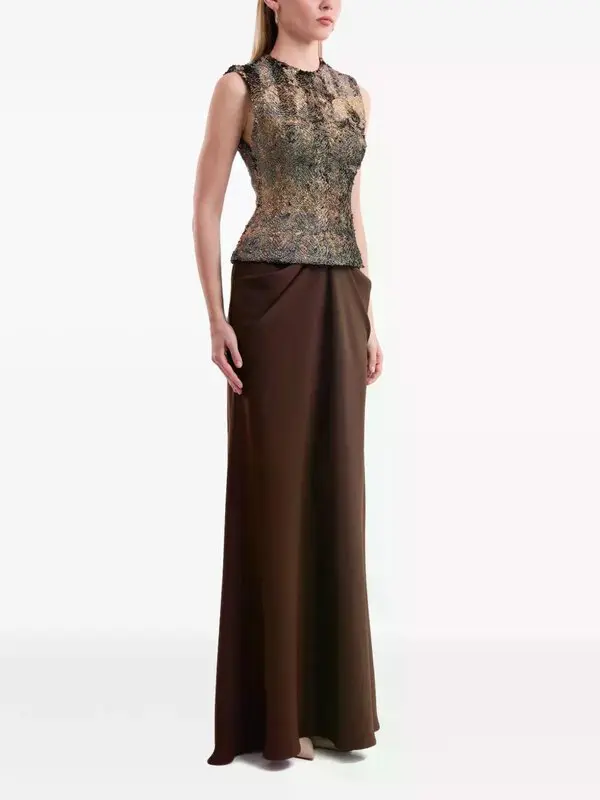 GEMY MAALOUF Textured Bodice Draped Maxi Dress