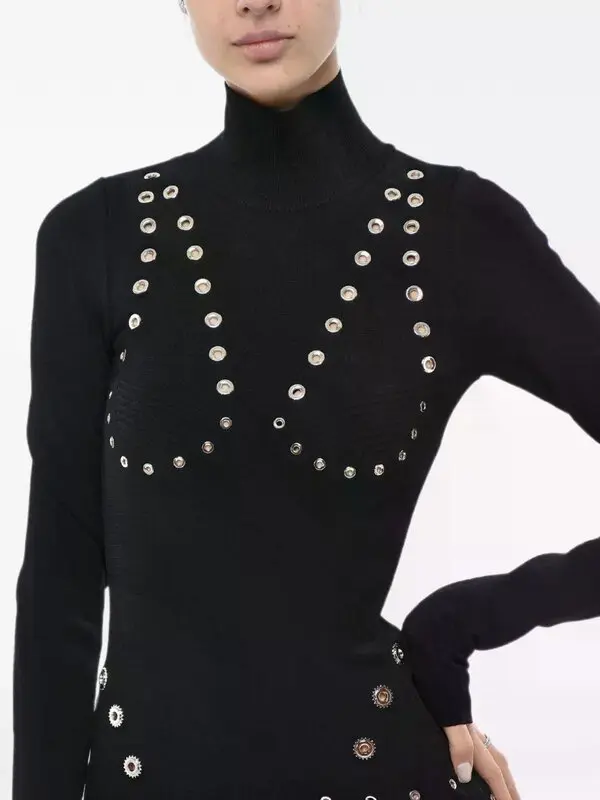 Off-White Eyelet-embellished Knit Mini Dress