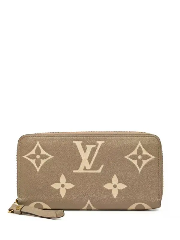 LOUIS VUITTON 2010-2026 Bicolor Monogram Empreinte Giant Zippy Wallet Long Wallets - Brown