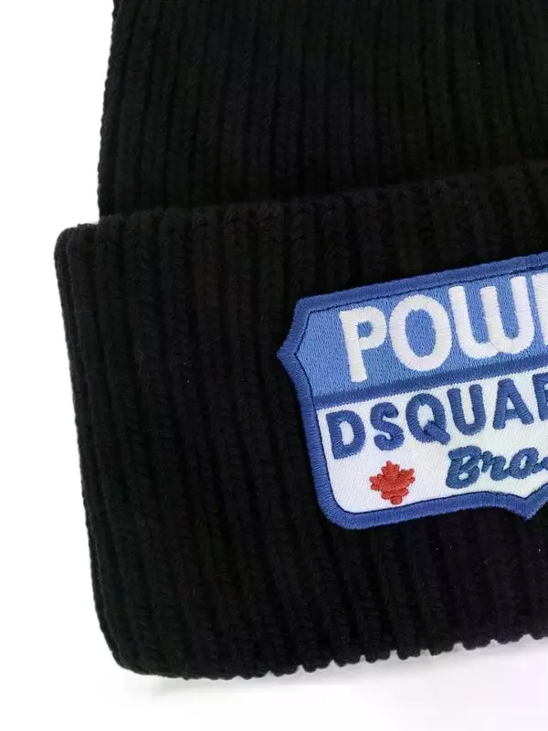 Dsquared2 Ribbed-knit Beanie Hat With Logo Patch