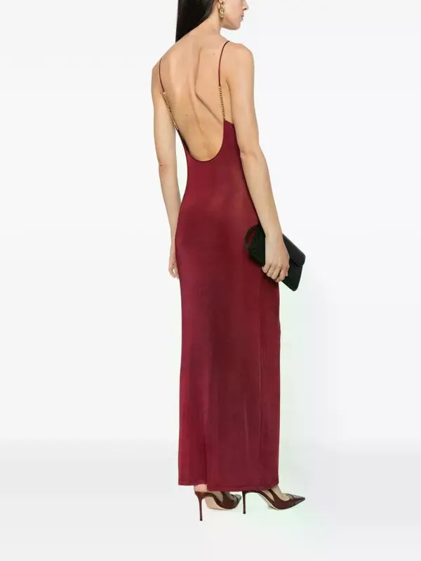 Saint Laurent Chain-link Strap Open-back Maxi Dress