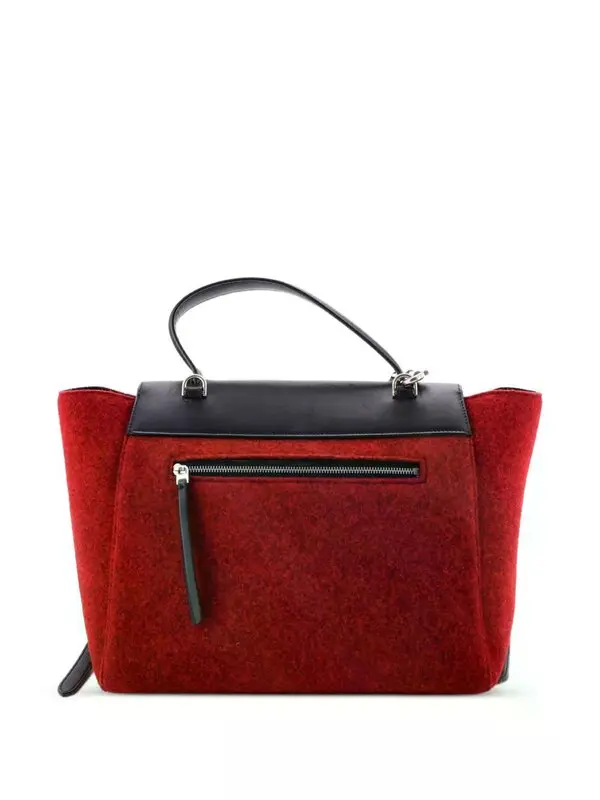 Celine Belt Bag Felt And Leather Mini Satchel - Red
