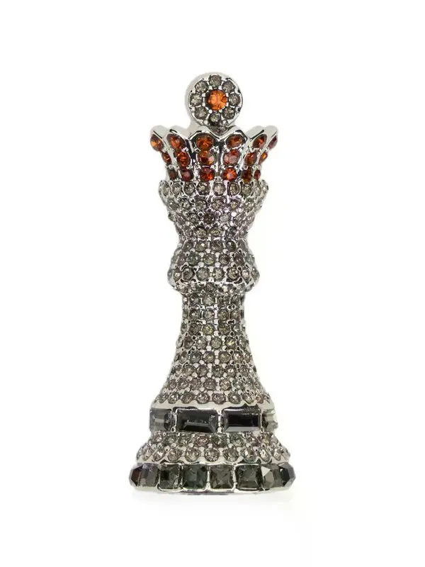 Max Mara Crystal-embellished Chess-piece Brooch