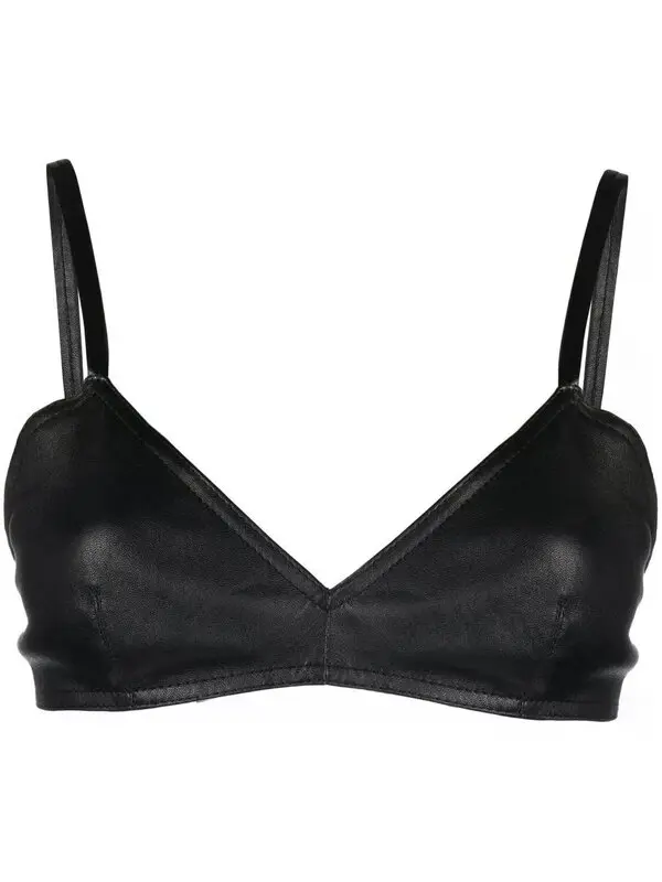 THE MANNEI Sierra Leather Cropped Tank Top - Black