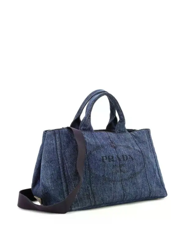 Prada Canapa Convertible Denim Tote Bag