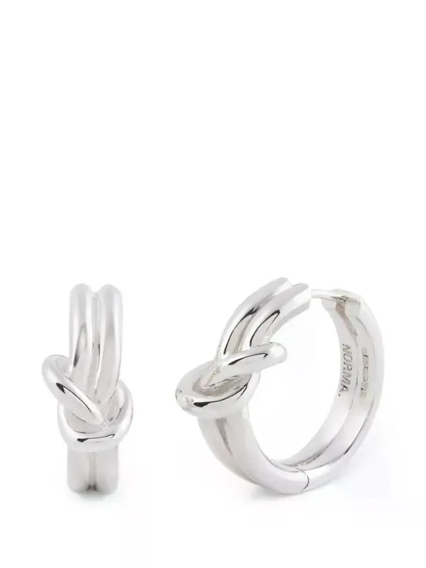 NORMA JEWELLERY Tone Sterling Knot Detail Hoop Earrings - Silver