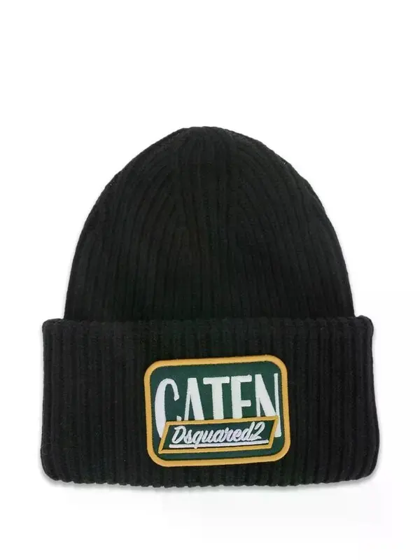 Dsquared2 Logo Patch Ribbed Knit Beanie