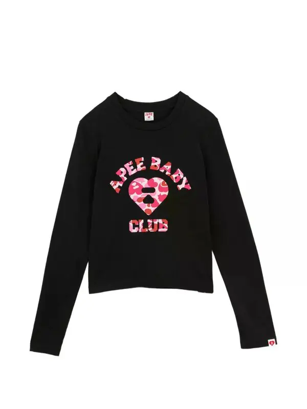 AAPE BY *A BATHING APE Apee™ A Bathing Ape® Camo Heart Logo Long Sleeve T-shirt - Black