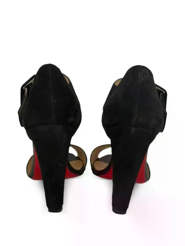CHRISTIAN LOUBOUTIN Suede Buckle Strap Stiletto Sandals