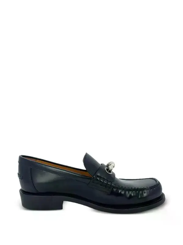 Dior Leather Pearl Embellished Loafers - Black