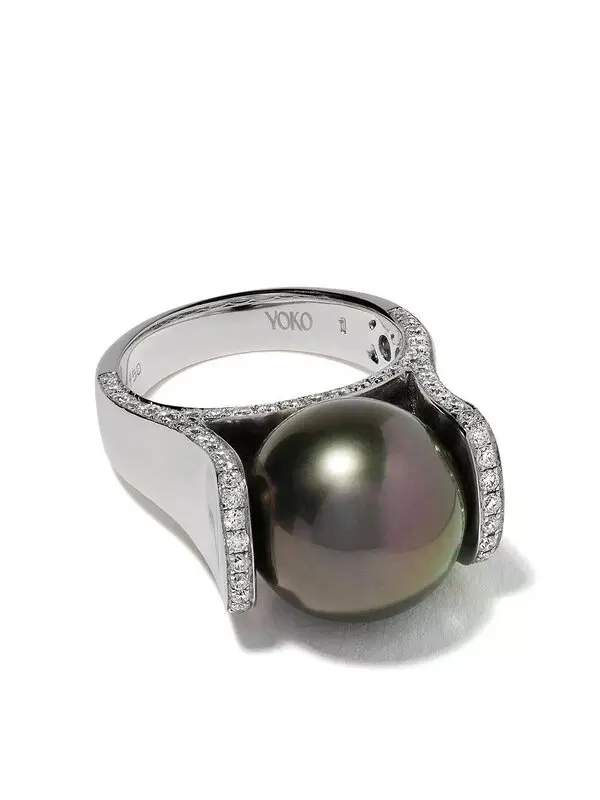 Yoko London 18kt White Gold Tahitian Pearl And Diamond Ring - Silver