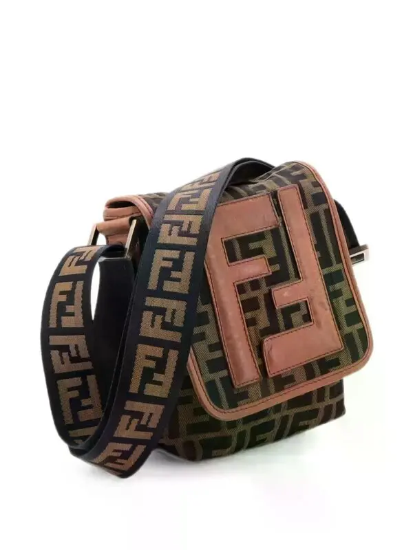 Fendi Vintage Ff Flap Messenger Bag Zucca Canvas Mini Crossbody