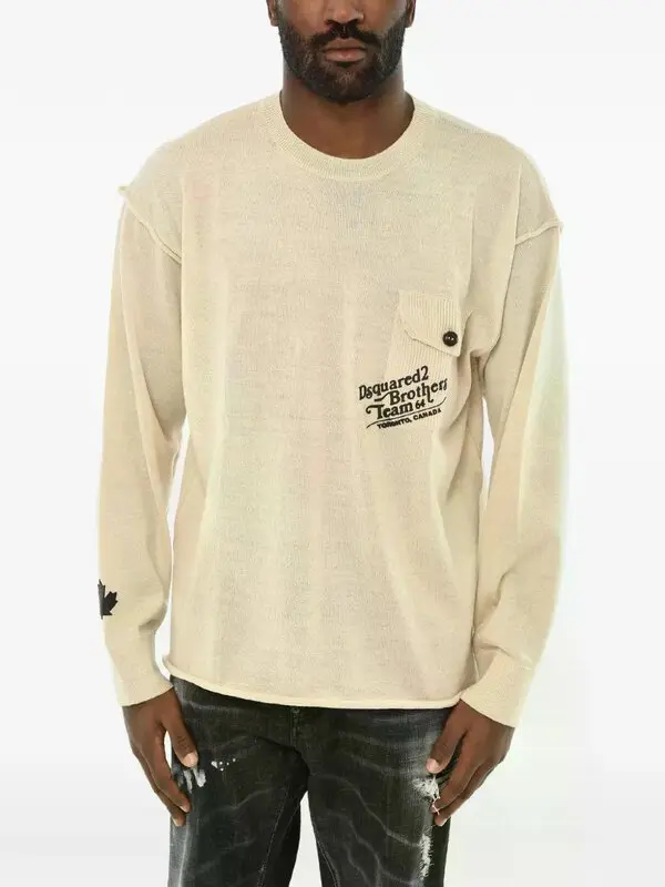 Dsquared2 Virgin Wool Crewneck Sweater With Print