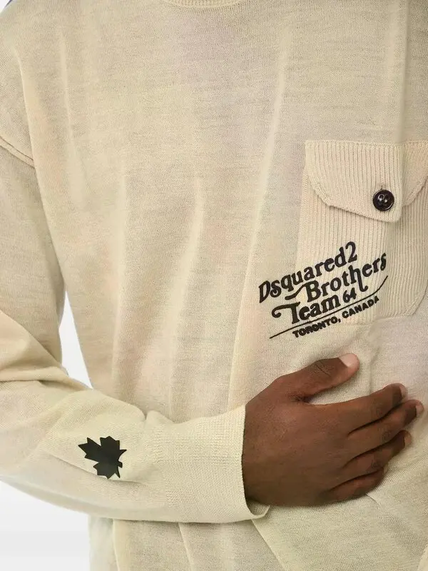 Dsquared2 Virgin Wool Crewneck Sweater With Print