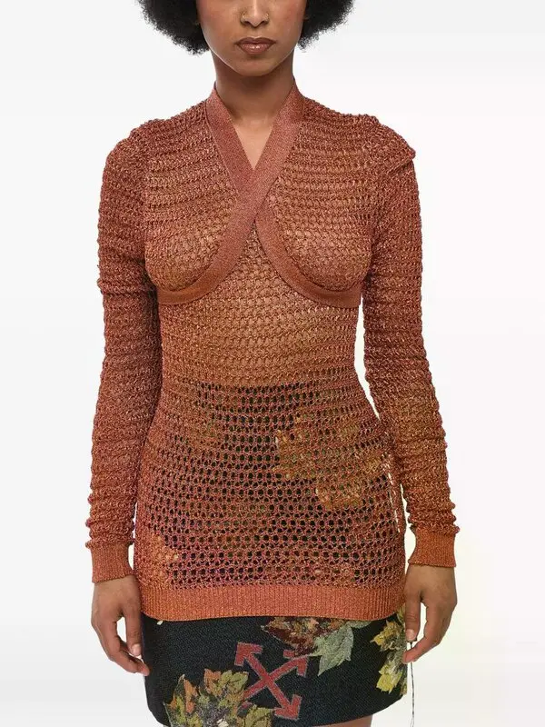 Off-White Criss-cross Detail Net Sweater