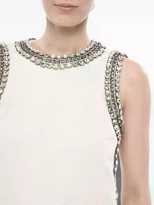 Gucci Jeweled Embellished Silk-blend Sleeveless Top