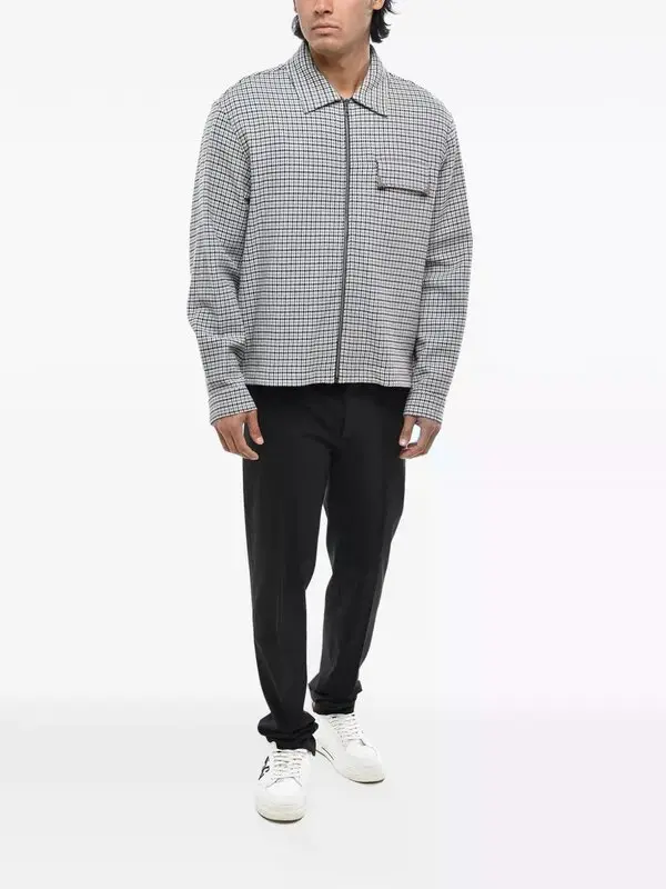 Palm Angels Checked Zip-up Overshirt - White