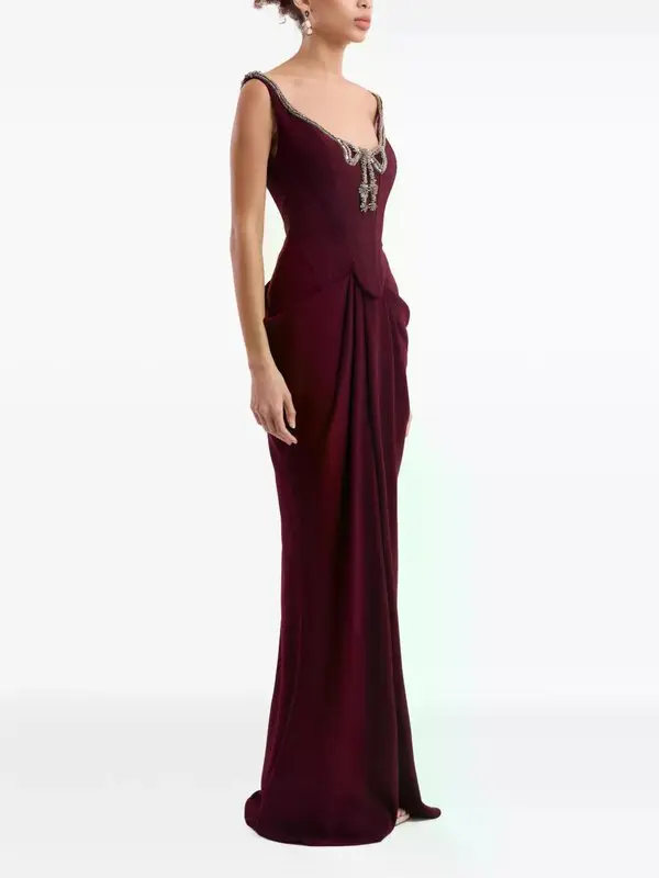 GEMY MAALOUF Beaded Bow Detail Gown