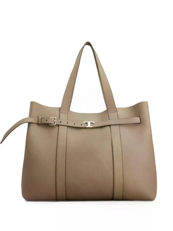 TOD'S T Timeless Leather Shoulder Bag - Neutrals
