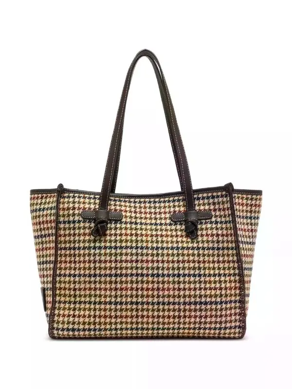 GIANNI CHIARINI Medium Houndstooth Tote Bag - Neutrals