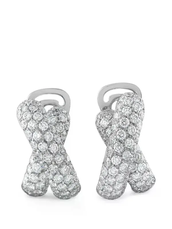 LB EXCLUSIVE 18k White Gold Diamond Crossover Earrings