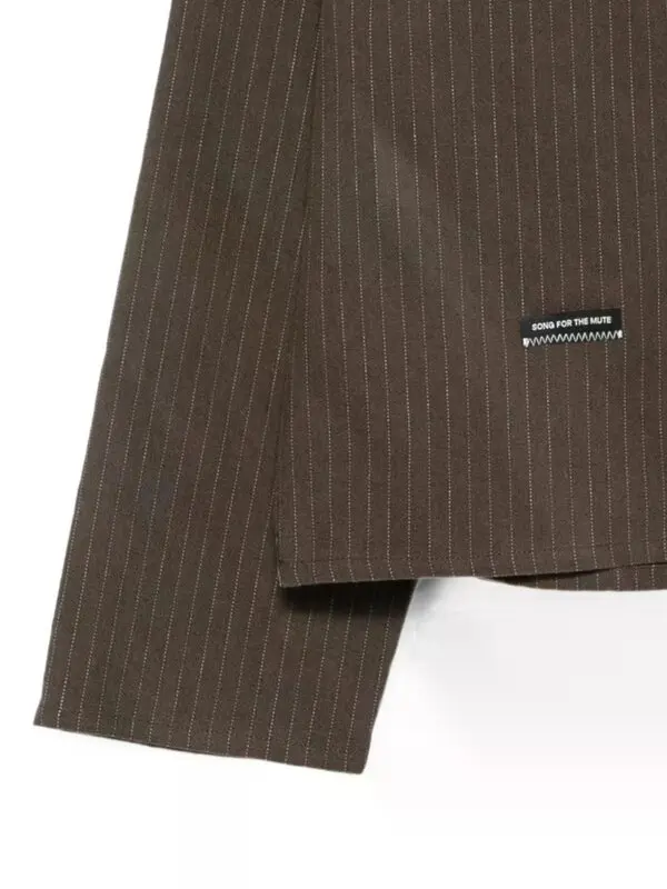 SONG FOR THE MUTE School Pinstripe-pattern Logo-patch Shirt