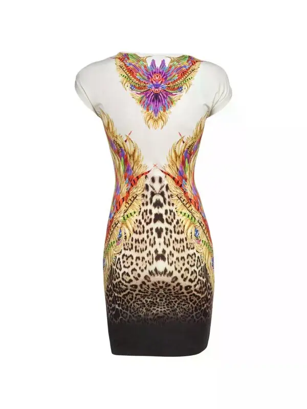 Just Cavalli Mini Leopard Feather-print Dress