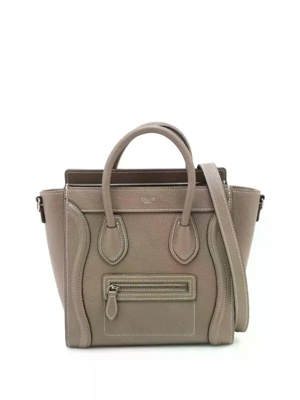 Celine 2000-2026 Nano Leather Luggage Tote Satchel - Brown