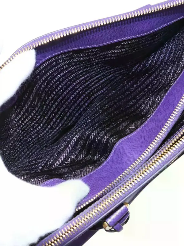 Prada Saffiano Lux Galleria Double Zip Satchel - Purple